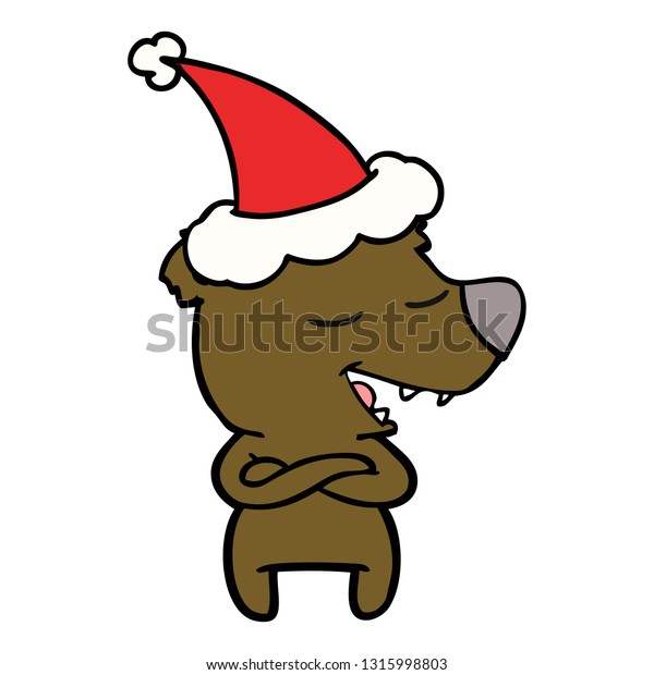 Hand Drawn Line Drawing Bear Wearing Stock Vector (Royalty Free ...