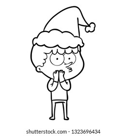 Hand Drawn Line Drawing Curious Boy Stock Vector (Royalty Free) 1323696434