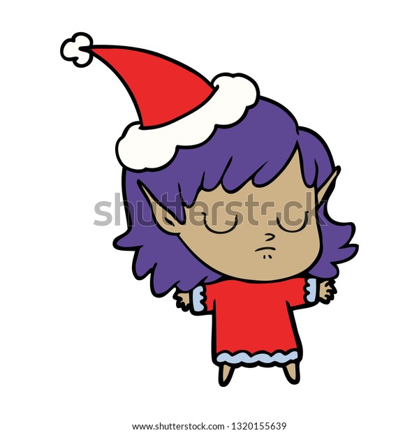 Hand Drawn Line Drawing Elf Girl Stock Vector (Royalty Free) 1320155639 ...