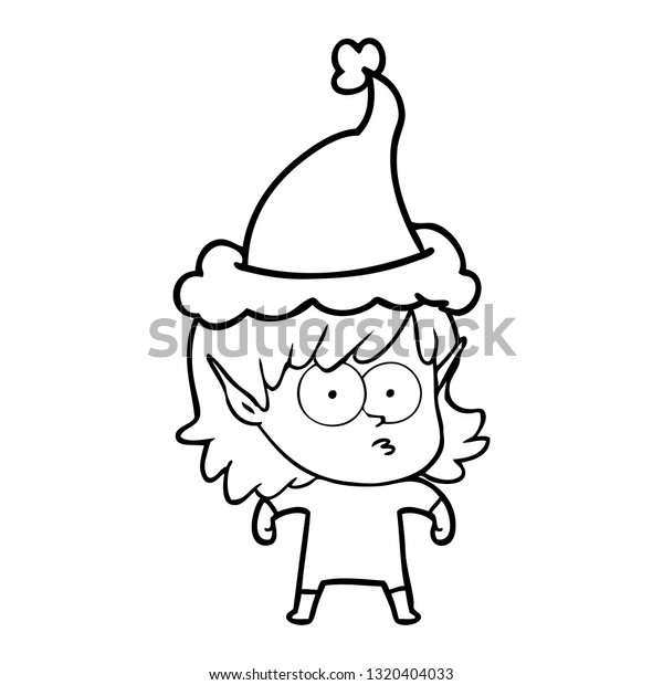 Hand Drawn Line Drawing Elf Girl Stock Vector (Royalty Free) 1320404033 ...