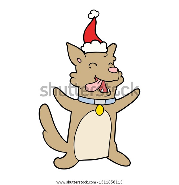 Hand Drawn Line Drawing Happy Dog Stock Vector (Royalty Free ...