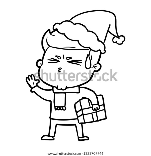 Hand Drawn Line Drawing Man Sweating Stock Vector (Royalty Free ...