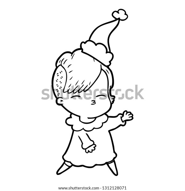 Hand Drawn Line Drawing Squinting Girl 库存矢量图（免版税）1312128071 | Shutterstock
