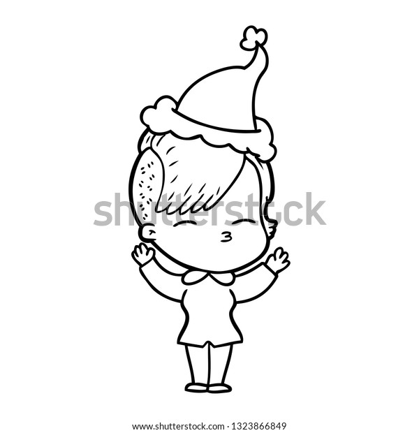 Hand Drawn Line Drawing Squinting Girl Stock Vector (Royalty Free ...