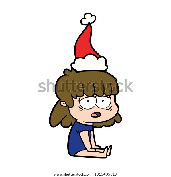 Hand Drawn Line Drawing Tired Woman Stock Vector (Royalty Free ...