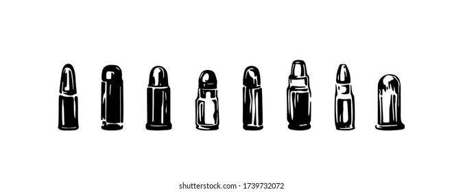 Hand Drawn Live Ammunition Collection Ink Stock Vector (Royalty Free ...
