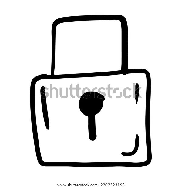 Hand Drawn Lock Padlock Doodle Protection Stock Vector (Royalty Free ...