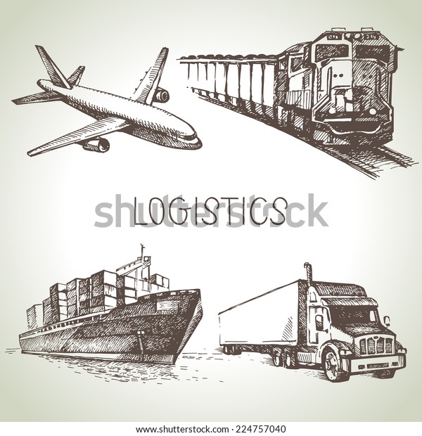 Hand Drawn Logistics Delivery Sketch Icons Stock Vector (Royalty Free ...