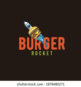 Hand Drawn Logo Burger Rocket Fastfood Stock Vector (Royalty Free ...