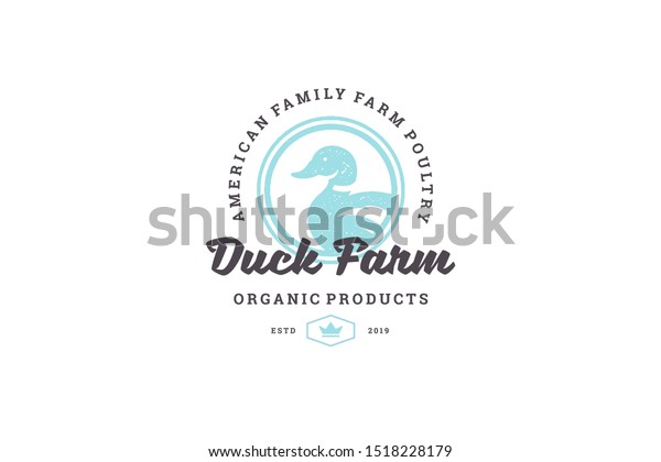 Hand Drawn Logo Poultry Duck Silhouette Stock Vector (Royalty Free ...