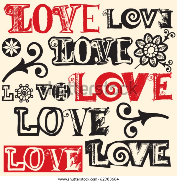 Hand Drawn Love Lettering Stock Vector (Royalty Free) 62983684
