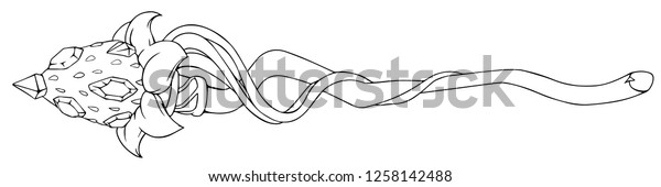 Hand Drawn Magic Staff Outline Vector Stock Vector (Royalty Free ...