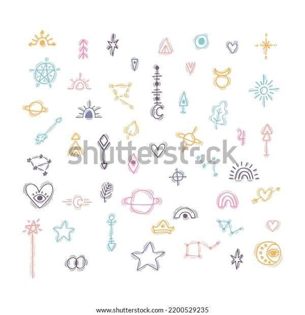 Hand Drawn Magical Symbols Witchy Esoteric Stock Vector (Royalty Free ...