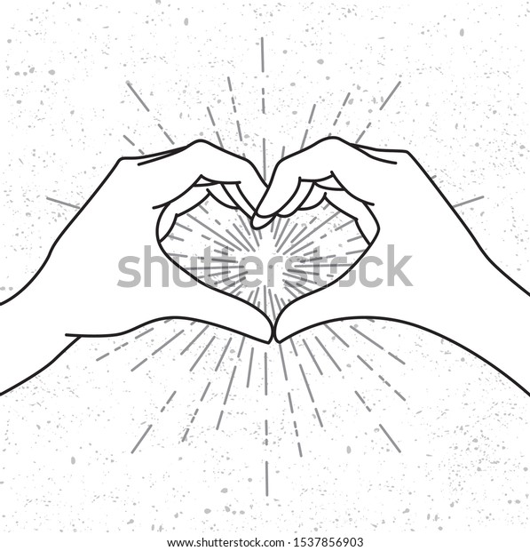 Hand Drawn Hand Making Heart Signvector Stock Vector (Royalty Free ...