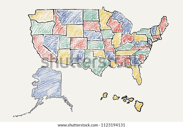 Hand Drawn Map United States America Stock Vector (Royalty Free ...