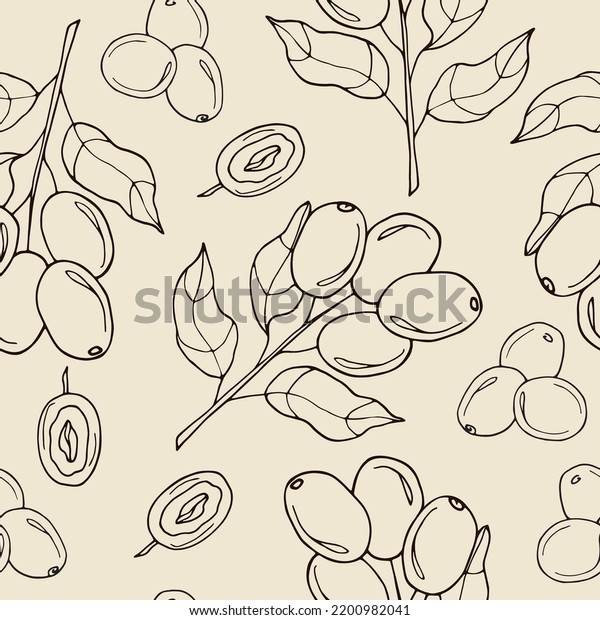 Hand Drawn Marula Tree Seamless Pattern Stock Vector (Royalty Free ...