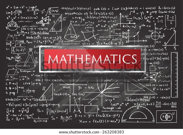 Hand Drawn Mathematics On Chalkboard Stock Vector (Royalty Free) 263208383