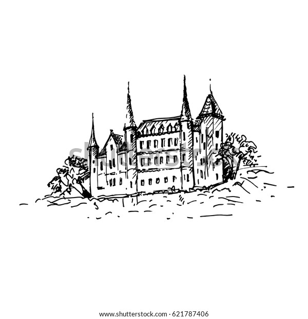Hand Drawn Medieval Castle Sketch Vector Stock Vector (Royalty Free ...