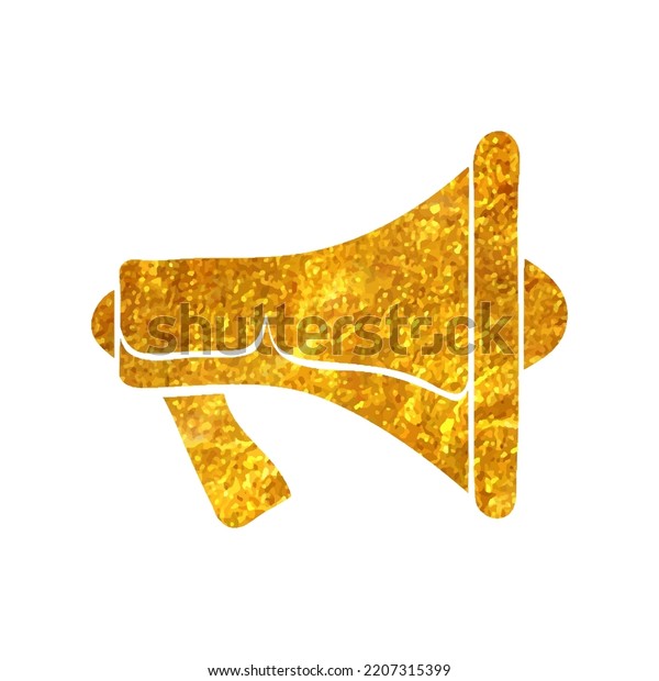 Hand Drawn Megaphone Icon Gold Foil Stock Vector (Royalty Free ...