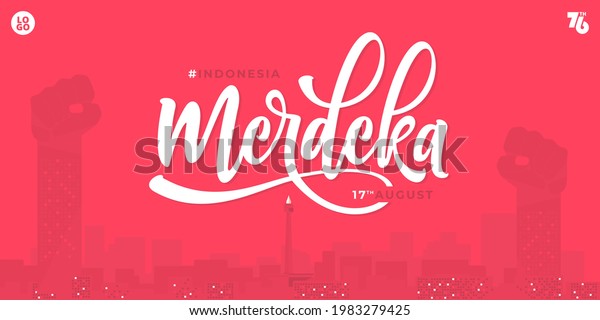 Hand Drawn Merdeka Lettering Means Indonesia Stock Vector (Royalty Free ...