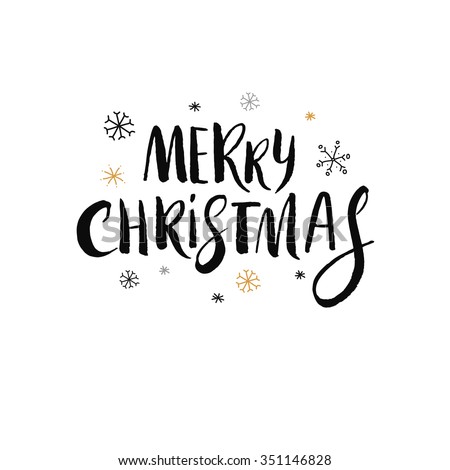 Hand Drawn Merry Christmas Lettering Stock Vector (Royalty Free ...