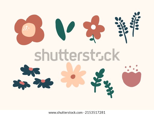 Hand Drawn Minimal Flower Wallpaper Simple Stock Vector (Royalty Free ...