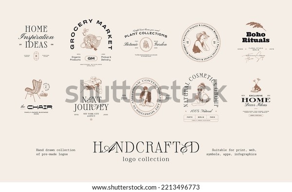 Hand Drawn Minimalist Logo Set Your Stock Vector (Royalty Free ...