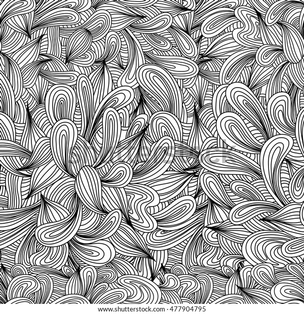 Hand Drawn Monochrome Doodles Seamless Pattern Stock Vector (Royalty ...