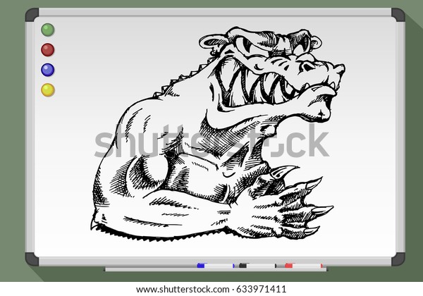 Hand Drawn Monster On Whiteboard Vector Stock Vector (Royalty Free ...