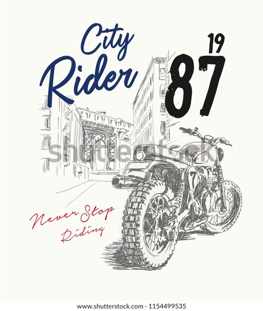 Hand Drawn Motorcycle Slogan Stock Vector (Royalty Free) 1154499535