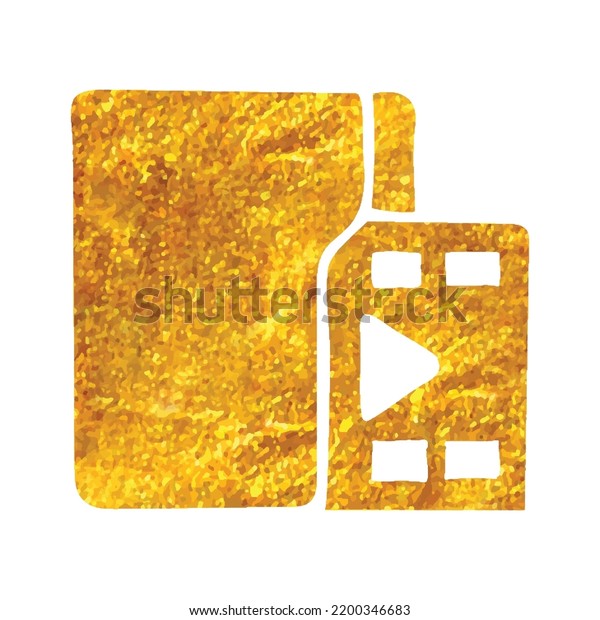 Hand Drawn Movie Folder Icon Gold Stock Vector (Royalty Free ...
