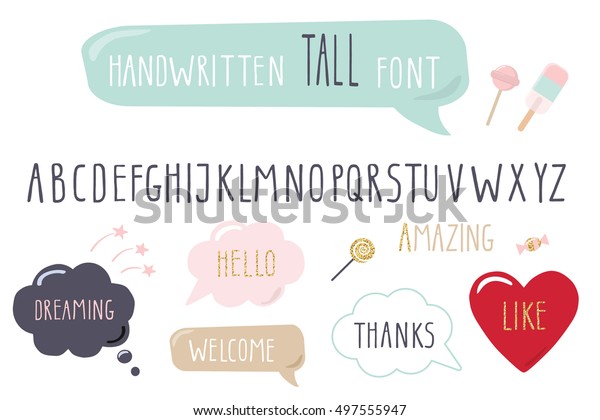 Hand Drawn Narrow Font Tall Alphabet Stock Vector (Royalty Free ...