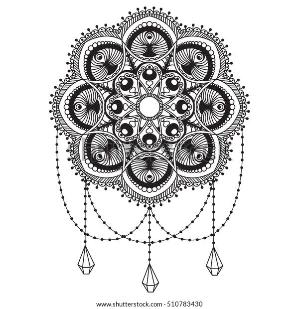 Hand Drawn Native Indian Mandala Decorated Stock Vector (Royalty Free ...