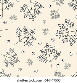 Hand Drawn Nature Pattern Black White Stock Vector (Royalty Free ...