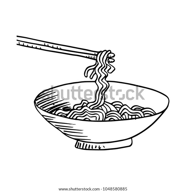 Hand Drawn Noodle Stock Vector (Royalty Free) 1048580885