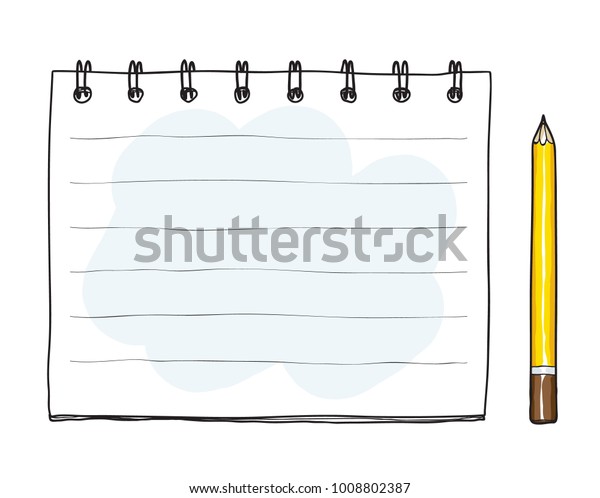 Hand Drawn Notebook Yellow Pancil Cute Stock Vector (Royalty Free ...