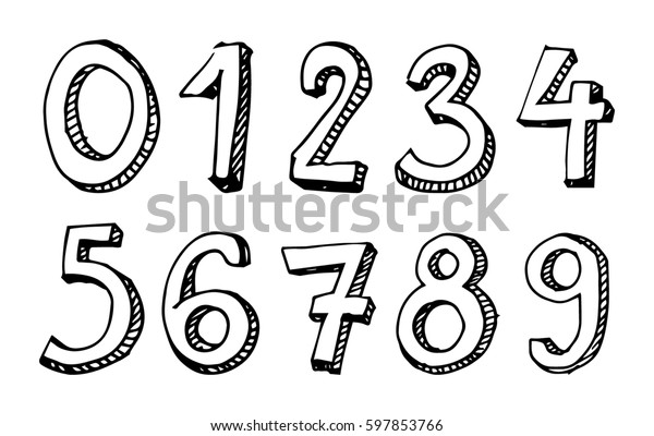 Hand Drawn Number Doodle Vector Illustration Stock Vector (Royalty Free ...