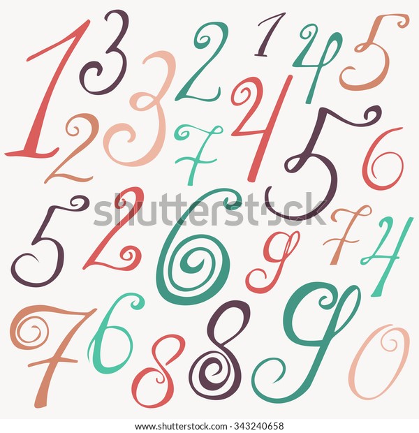 Hand Drawn Numbers Vector Sketch Illustration: vector de stock (libre ...
