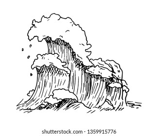 Hand Drawn Ocean Wave Doodle Sketch Stock Vector (Royalty Free ...