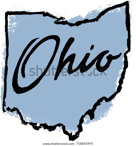 Ilustración del estado de Ohio dibujada a mano