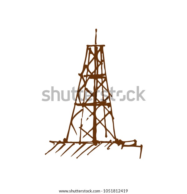 Hand Drawn Oil Derrick Rig Exploration Stock Vector (Royalty Free ...