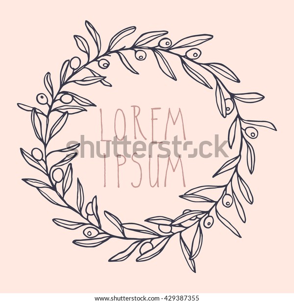 Hand Drawn Olive Wreath Made Vector Stock Vector (Royalty Free) 429387355
