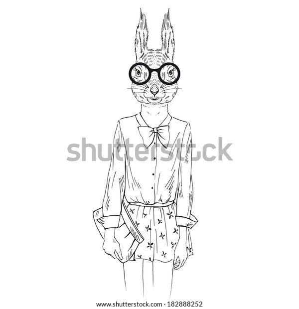 Hand Drawn One Color Sketch Dressed Stock Vector (Royalty Free ...