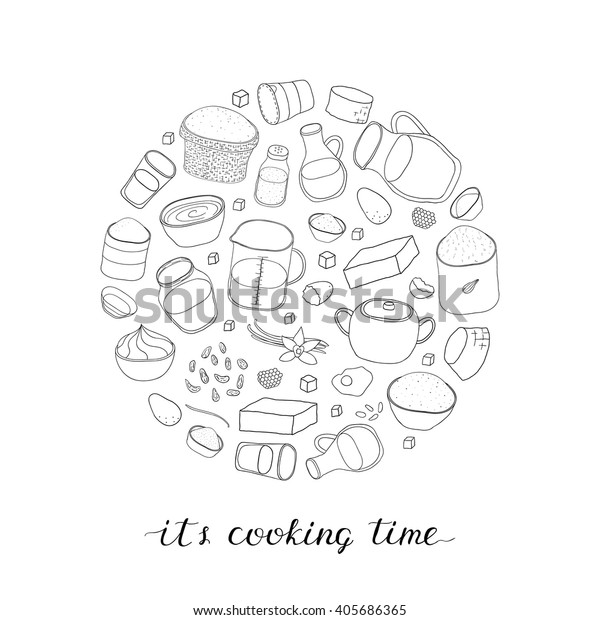 Hand Drawn Outline Baking Ingredients Circle Stock Vector (Royalty Free ...