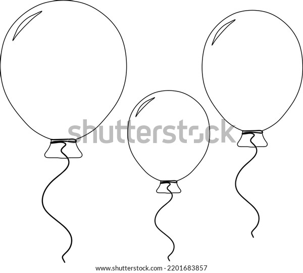 Hand Drawn Outline Balloon Coloring Page Stock Vector (Royalty Free ...