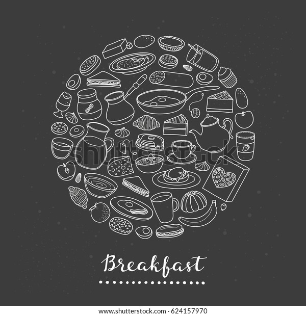 Hand Drawn Outline Buffet Style Breakfast Stock Vector (Royalty Free ...