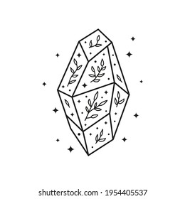 Hand Drawn Outline Celestial Crystal Leafy Stock Vector (Royalty Free ...