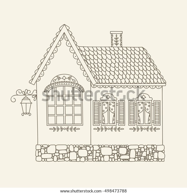 Hand Drawn Outline House Vector Line Stock Vector (Royalty Free ...