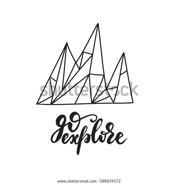 Hand Drawn Outline Mountain Calligraphy Go Stock Vector (Royalty Free ...