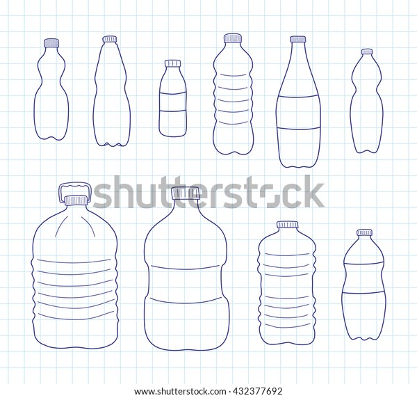 Hand Drawn Outline Plastic Bottles On Stock Vector (Royalty Free) 432377692